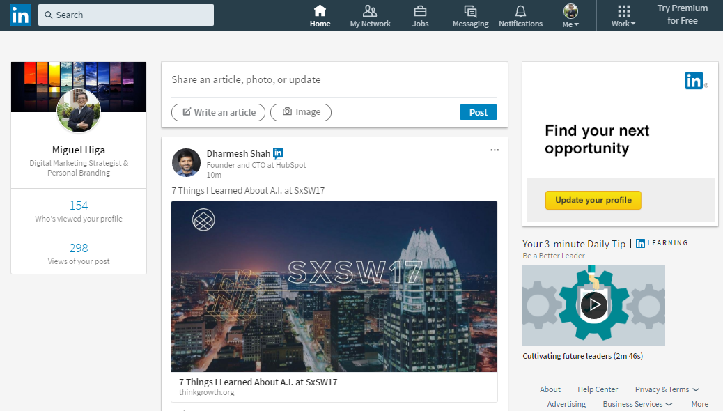 El rediseñado LinkedIn para desktop: más amigable y visual - Hashtag